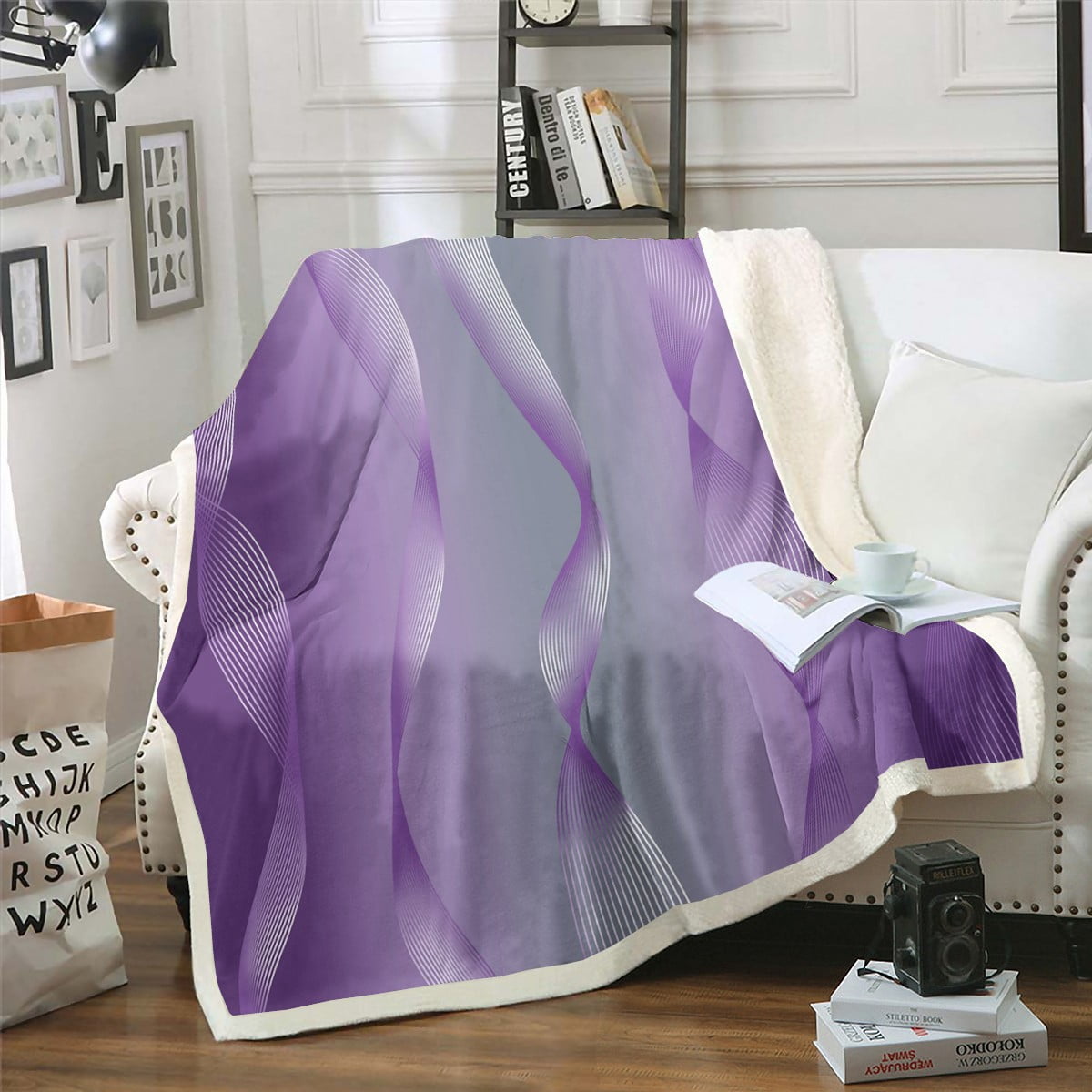 Gradient Lilac and Grey Blanket Ombre 30"x40" Throw Blanket for Sofa ...