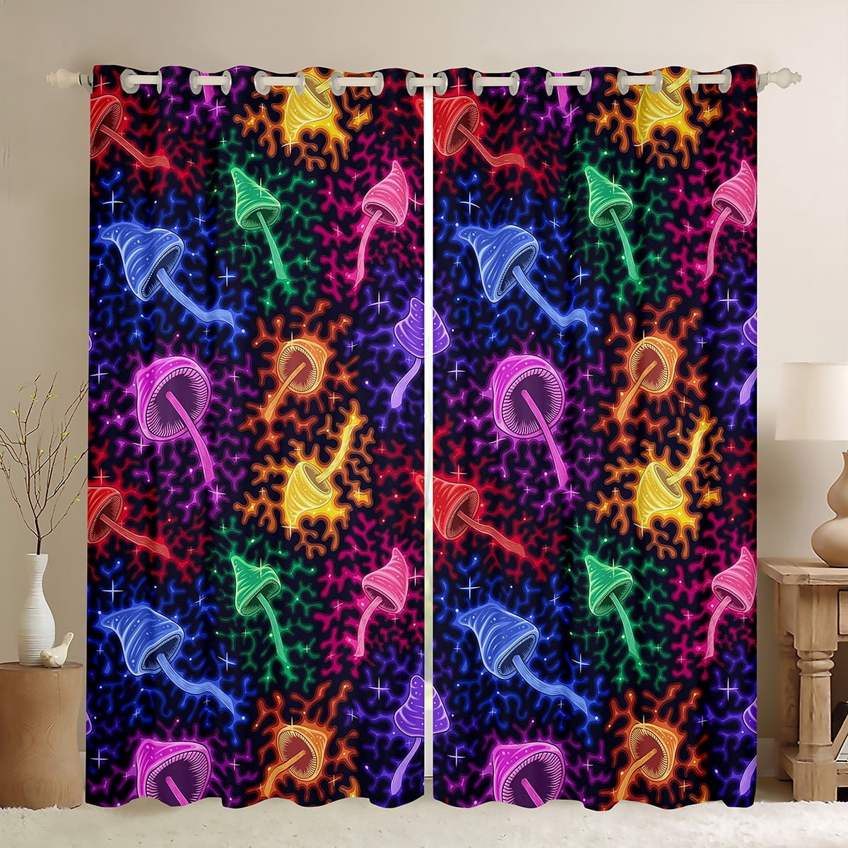 YST Gradient Mushroom Curtains Rainbow Curtains & Drapes, Colorful ...