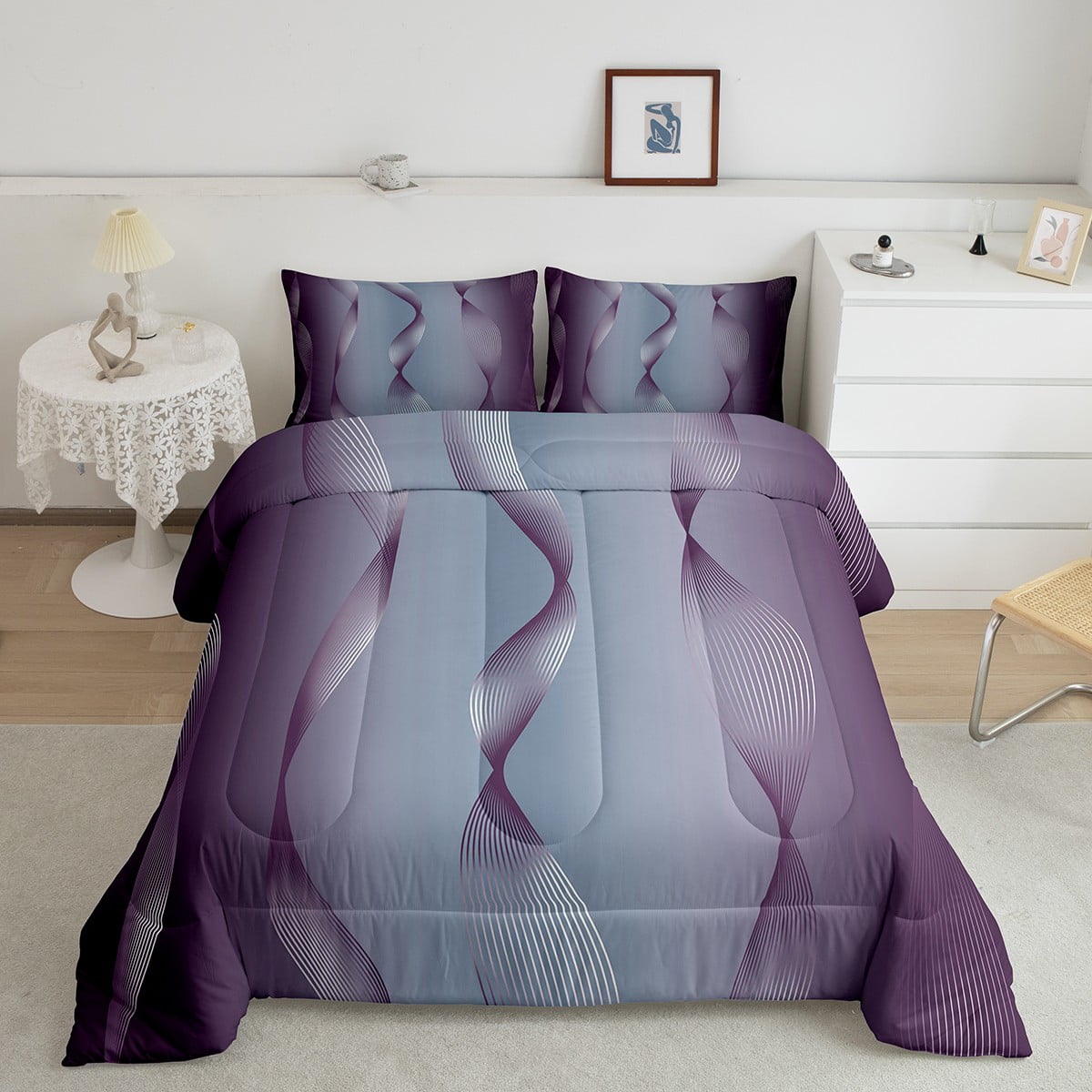 Gradient Purple and Grey Bedding Set Ombre Twin Comforter Set ,Trippy ...