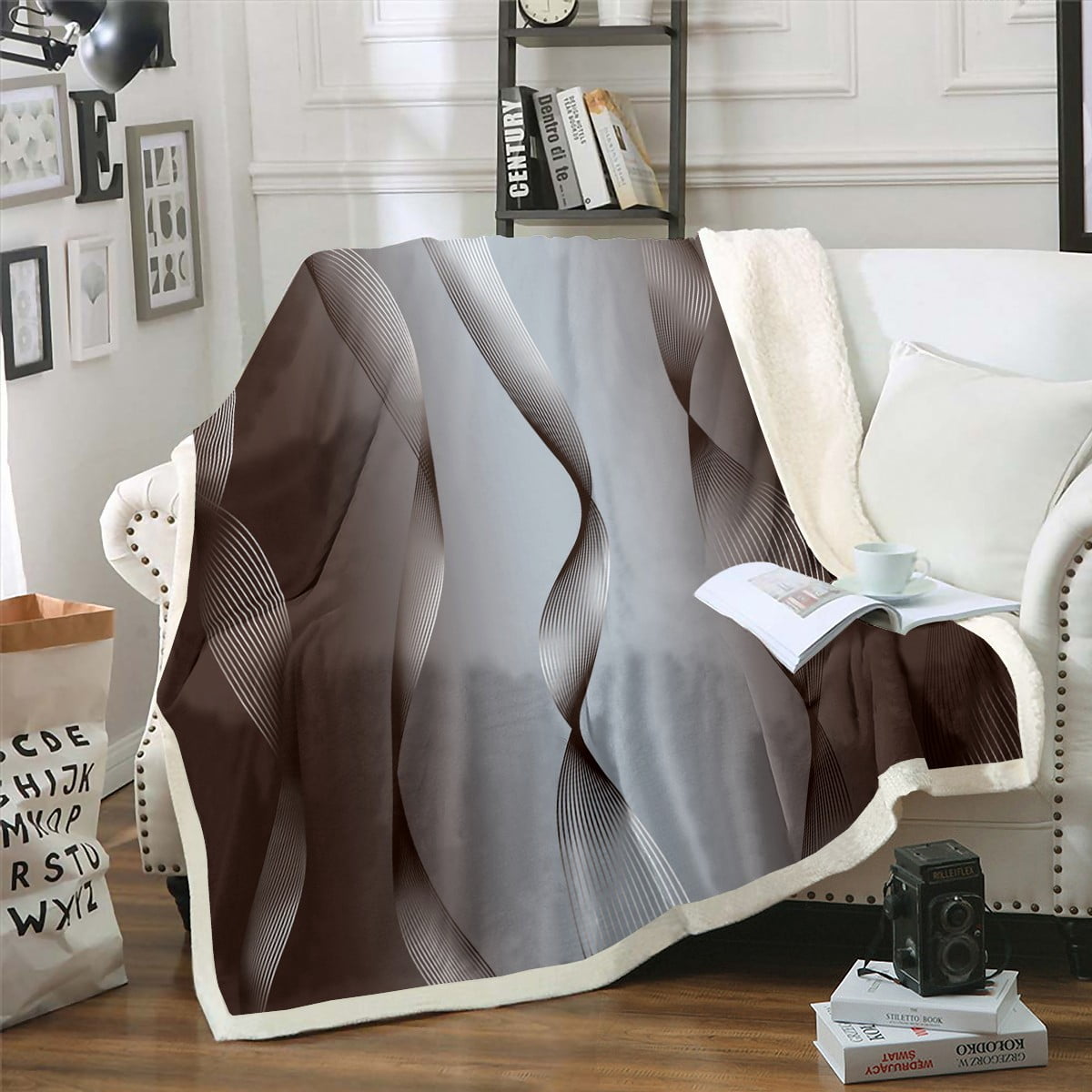 Gradient Terra Brown and Grey Blanket Ombre 90"x90" Throw Blanket for ...