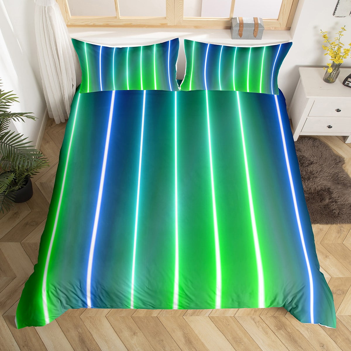 Erosebridal Green Blue Teal Duvet Cover Queen Ombre Abstract Art ...