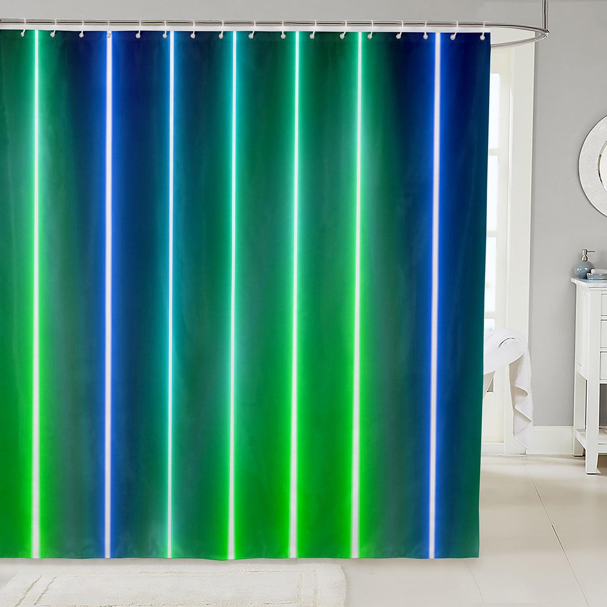 Green Blue Teal Shower Curtain Ombre Abstract Art Bathroom Curtains ...