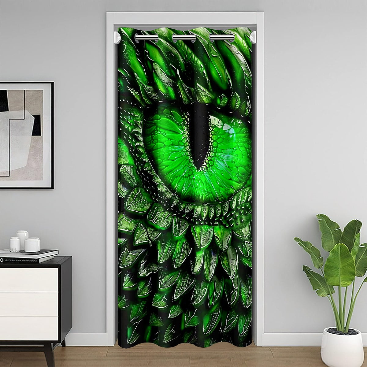 Green Dragon Eye Door Curtain Vintage 3D Dragon Blackout Curtain ...