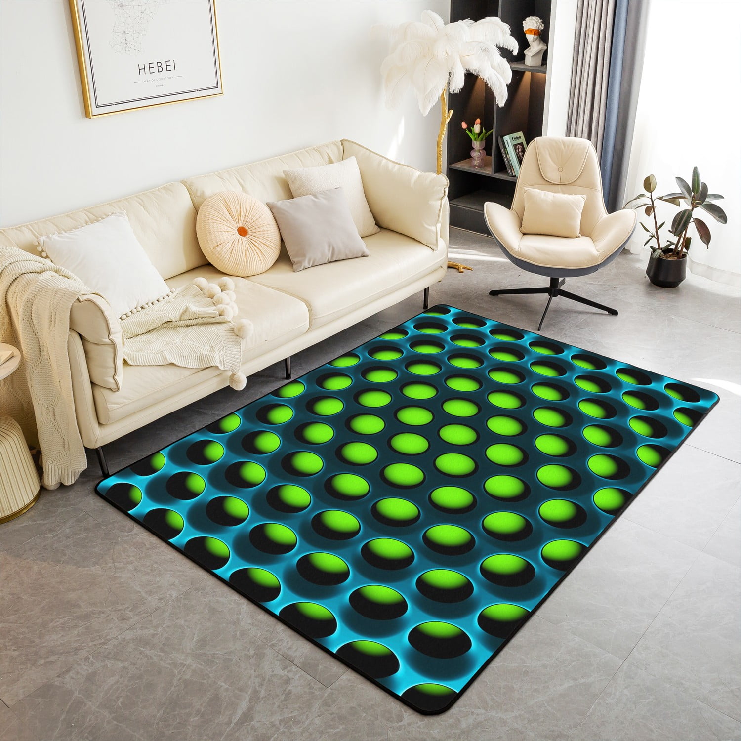 Erosebridal Green Geometric Rug Turquoise Honeycomb Area Rug 5x7 for ...