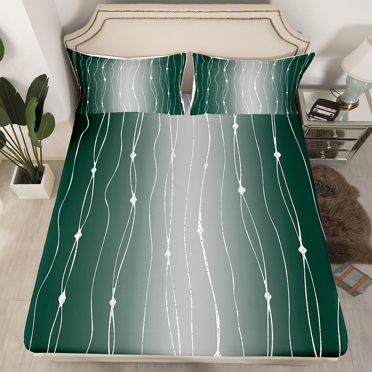 Erosebridal Green and Grey Gradient Twin Sheets Aesthetic Ombre Bed ...