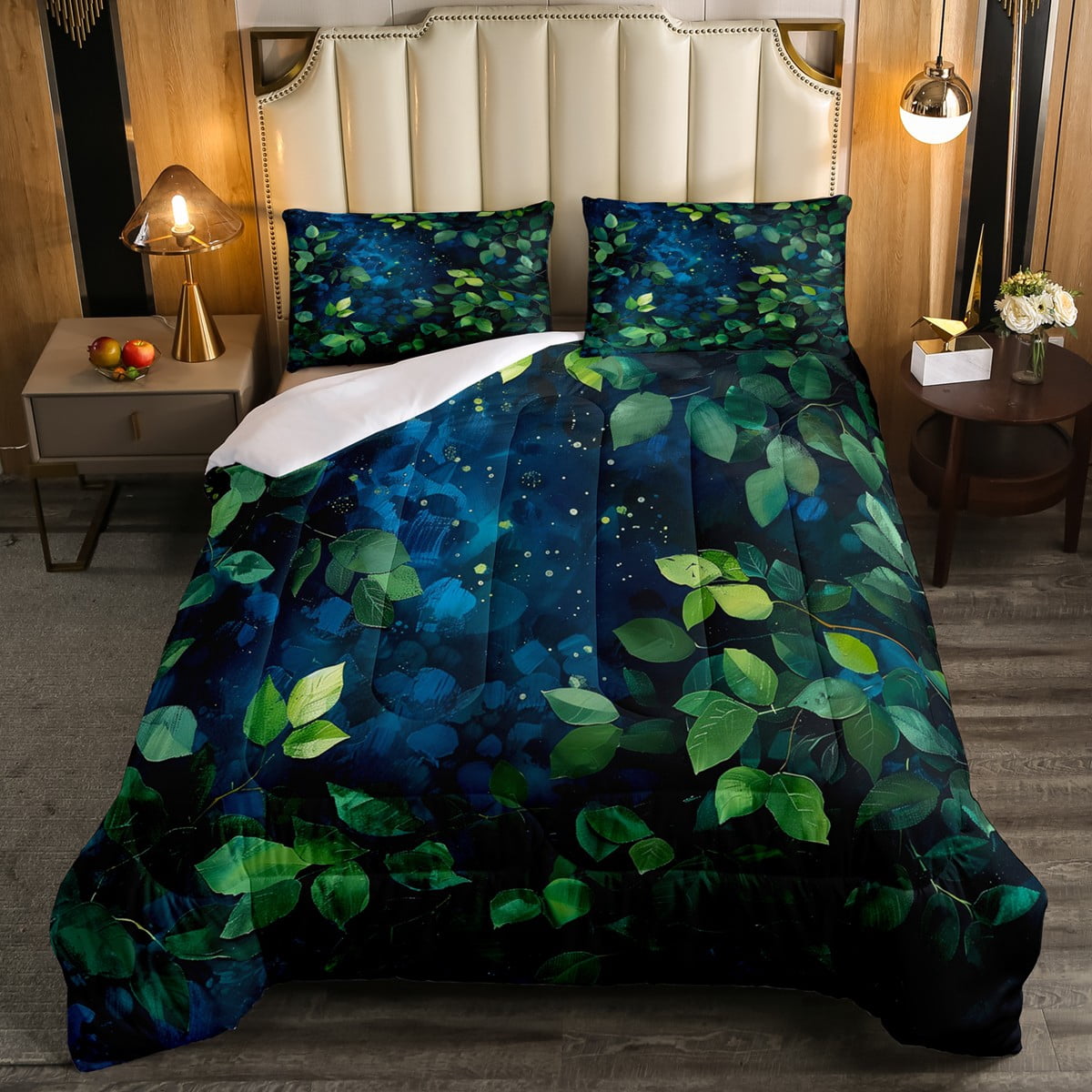 YST Green Leaf King Comforter Set,Botanical Plant Leaves Bedding Set ...