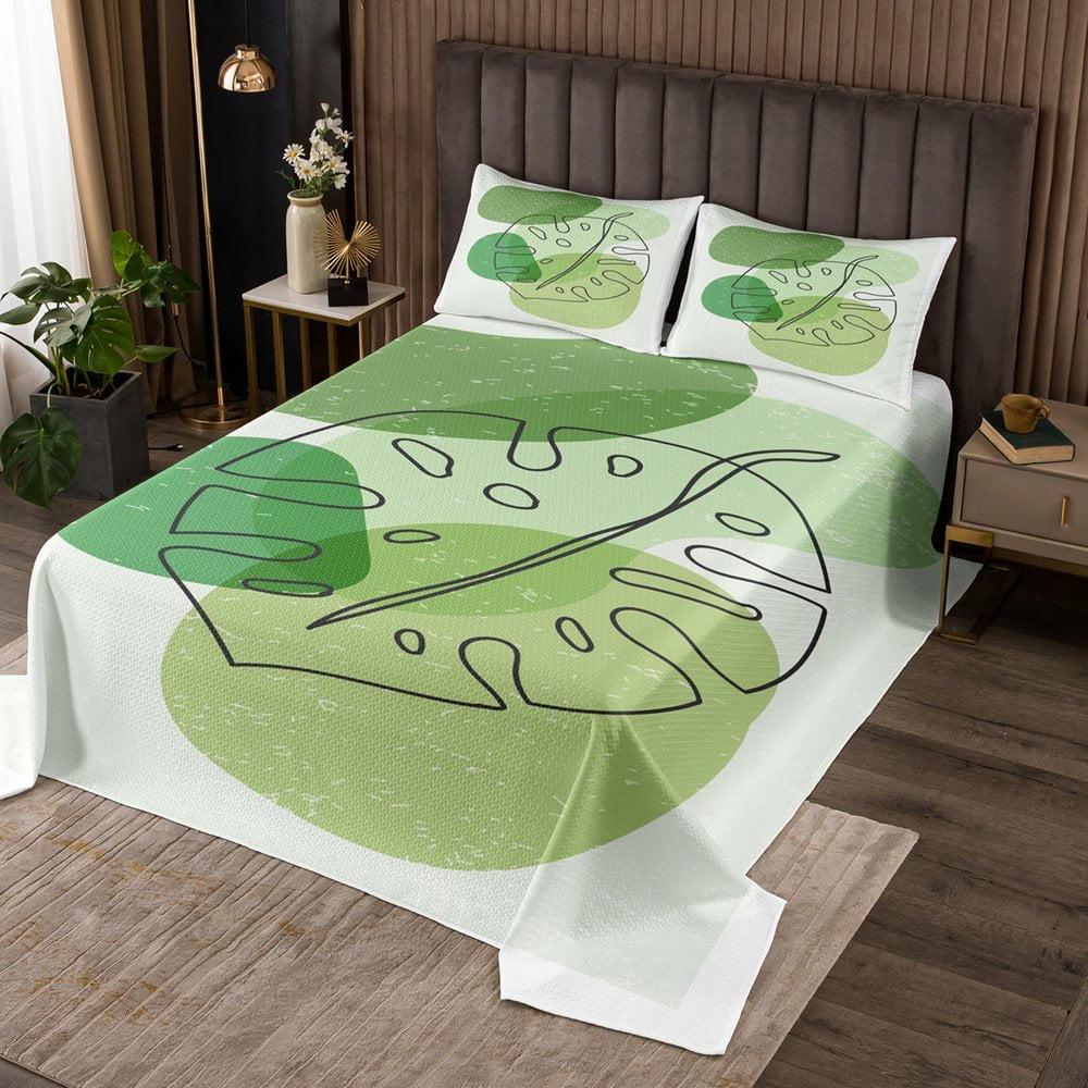 YST Green Modern Bedspread King Size Mid Century Quilt Set, Hippie ...