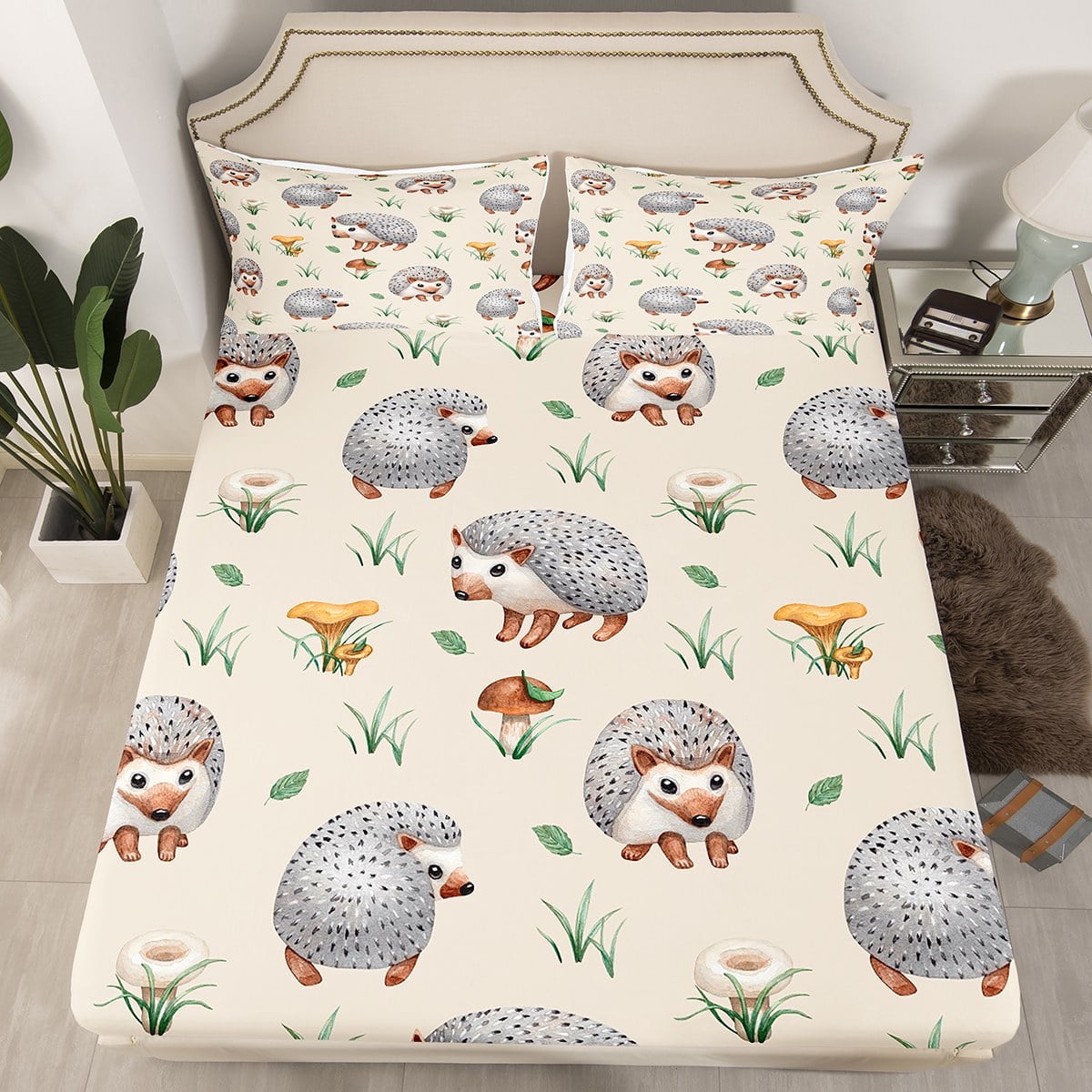 Erosebridal Grey Hedgehog Queen Sheets Cute Kawaii Animal Bed Sheets ...