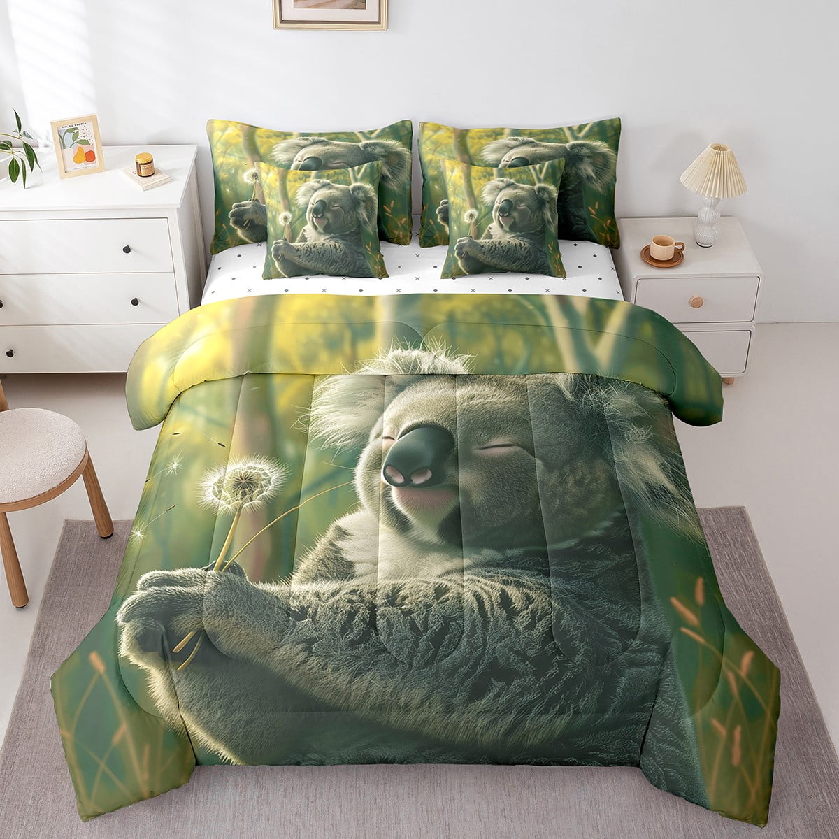 YST Grey Koala Bedding Queen Size 7pcs For Kids Boys Girls Wild Koala ...