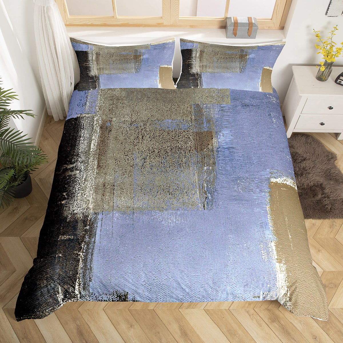 Erosebridal Grey Ombre Bed Set Gradient Duvet Cover, Grunge Bedding Set ...