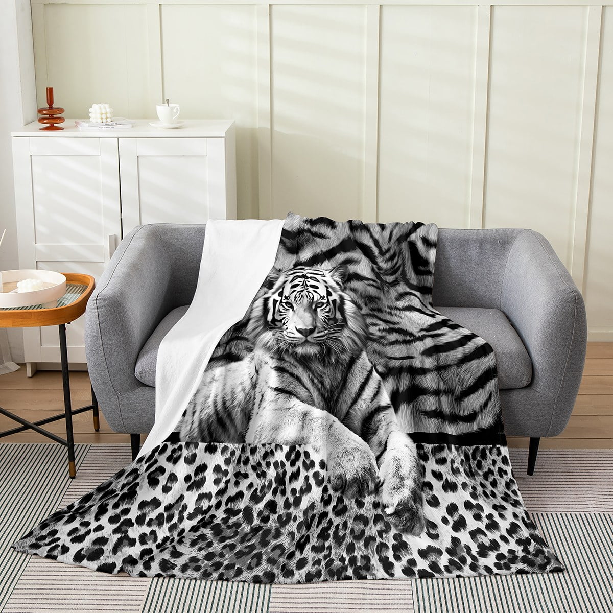 YST Grey Tiger Queen 90x90 Throw Blanket,Tiger Hide Skin Fleece Blanket ...