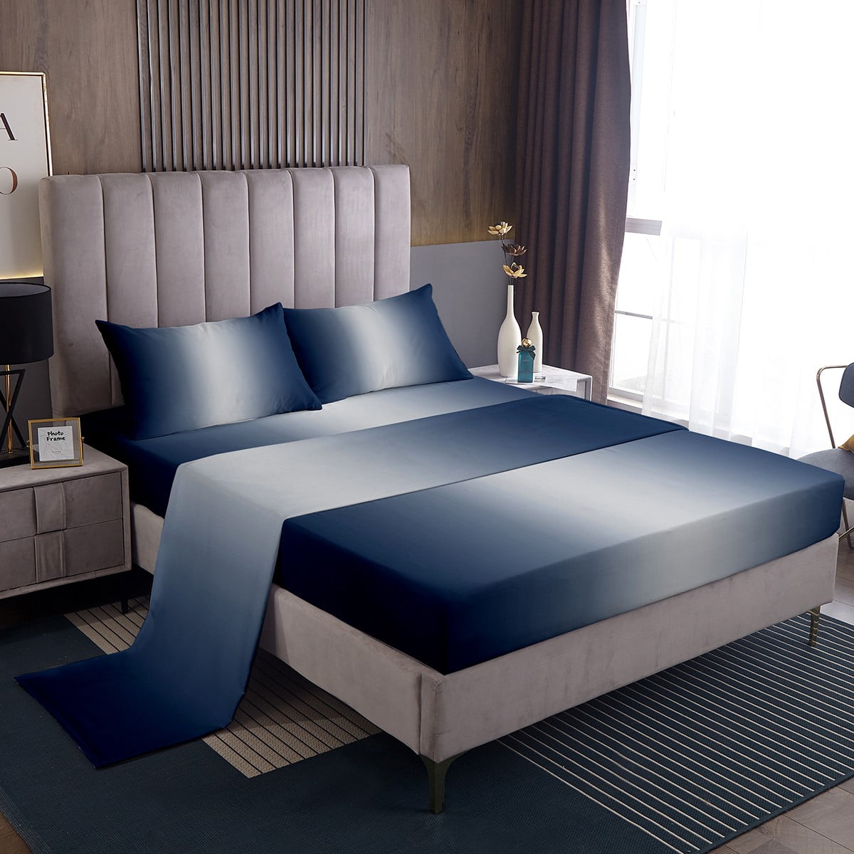 YST Greyish White and Navy Blue Sheets Twin for Girls Boys,Rainbow ...