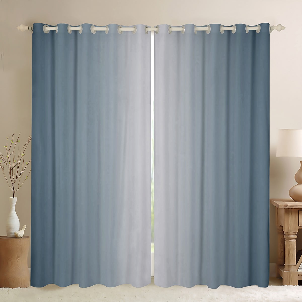 Customer reviews for YST Greyish White and Stone Blue Curtains for ...