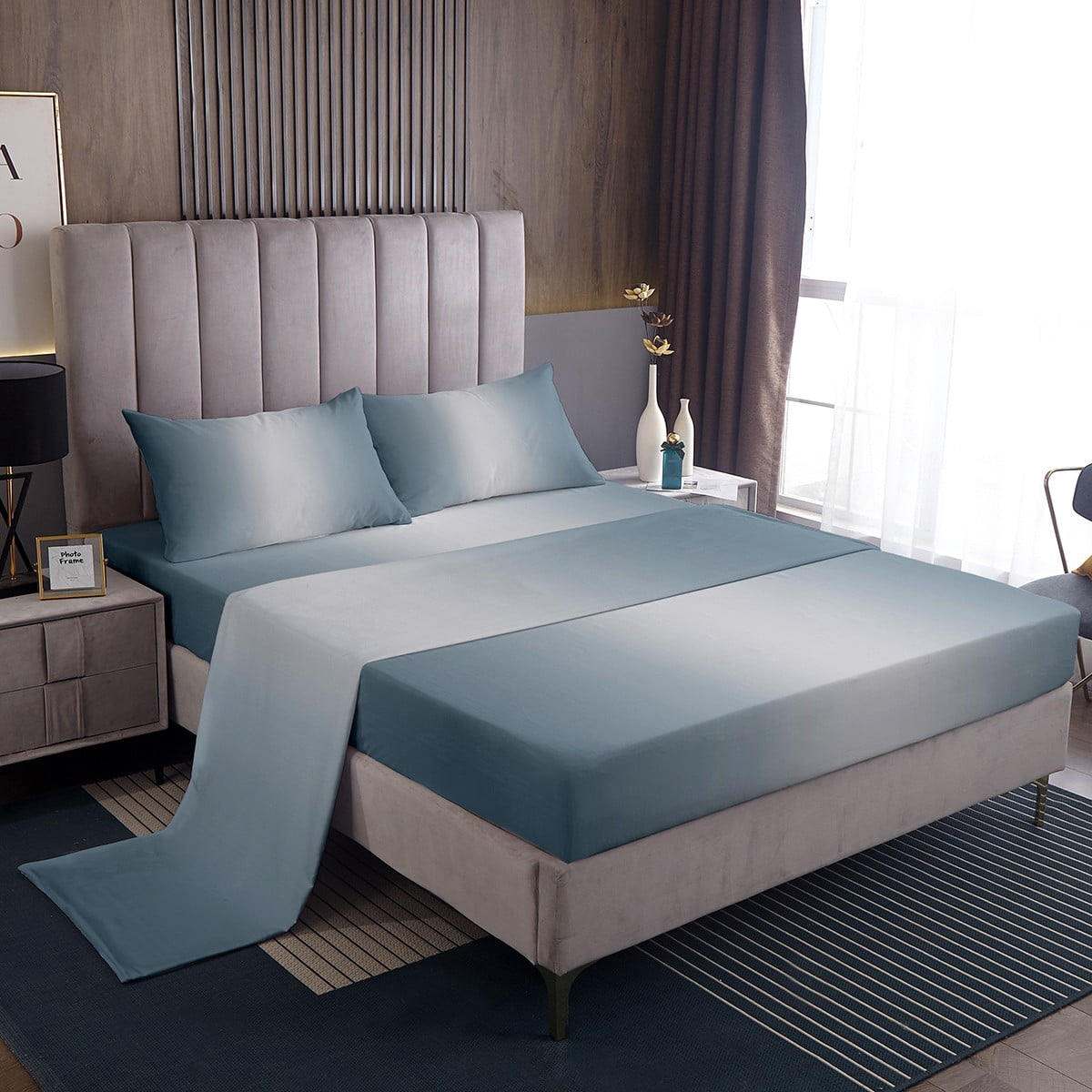 Erosebridal Greyish White and Stone Blue Sheets Full,Rainbow Ombre ...