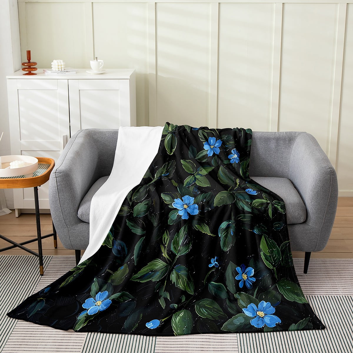 Groovy Blue Flower Blanket Woman,Spring Floral Throw Blanket Twin 60x80 ...