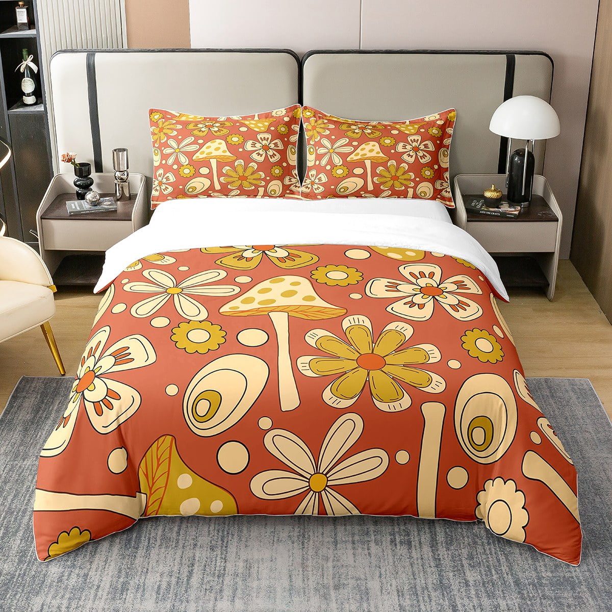 Groovy Flower 100% Cotton Duvet Cover Full for Teens Youth,Vintage 60s ...