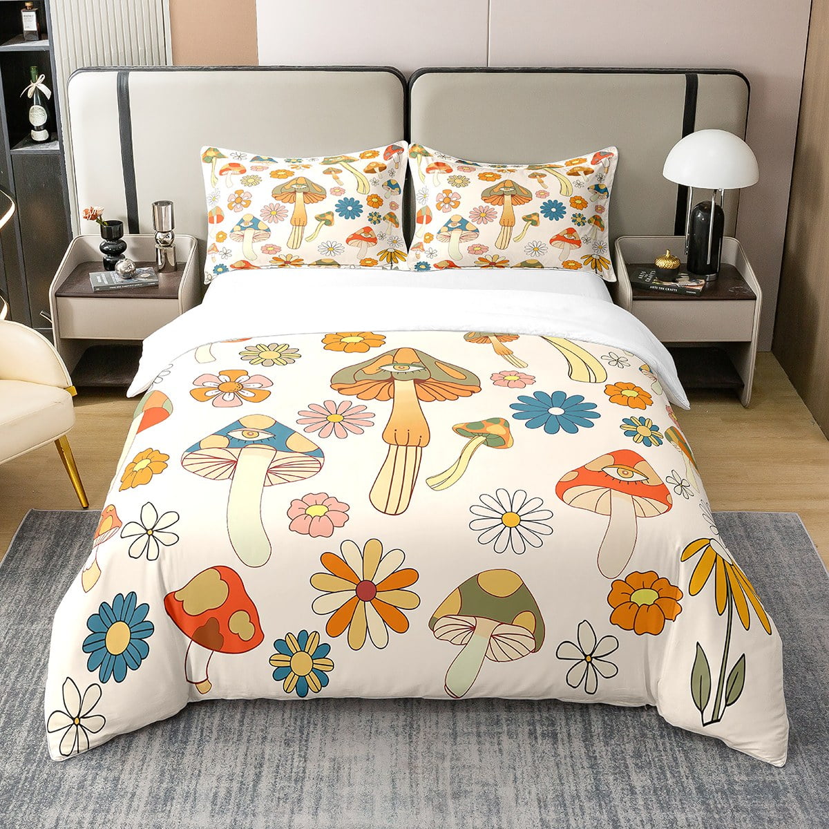 Erosebridal Groovy Flower 100% Cotton Duvet Cover King,1960S 1970S ...