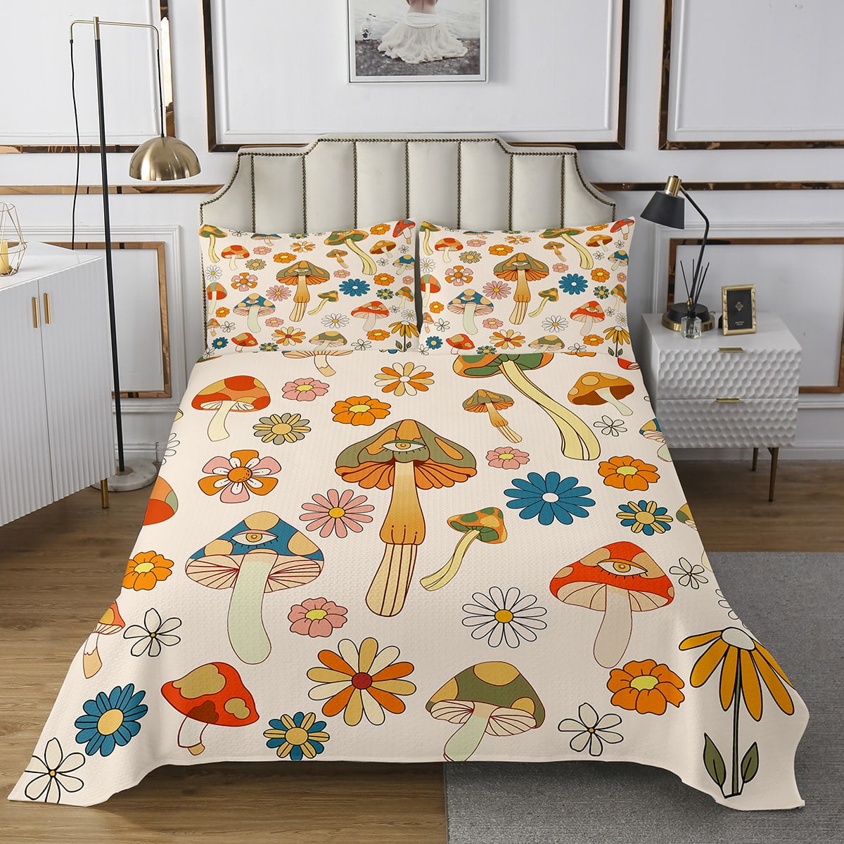 Groovy Flower Bedspread Set Twin,1960S 1970S Vintage Floral Bedding ...