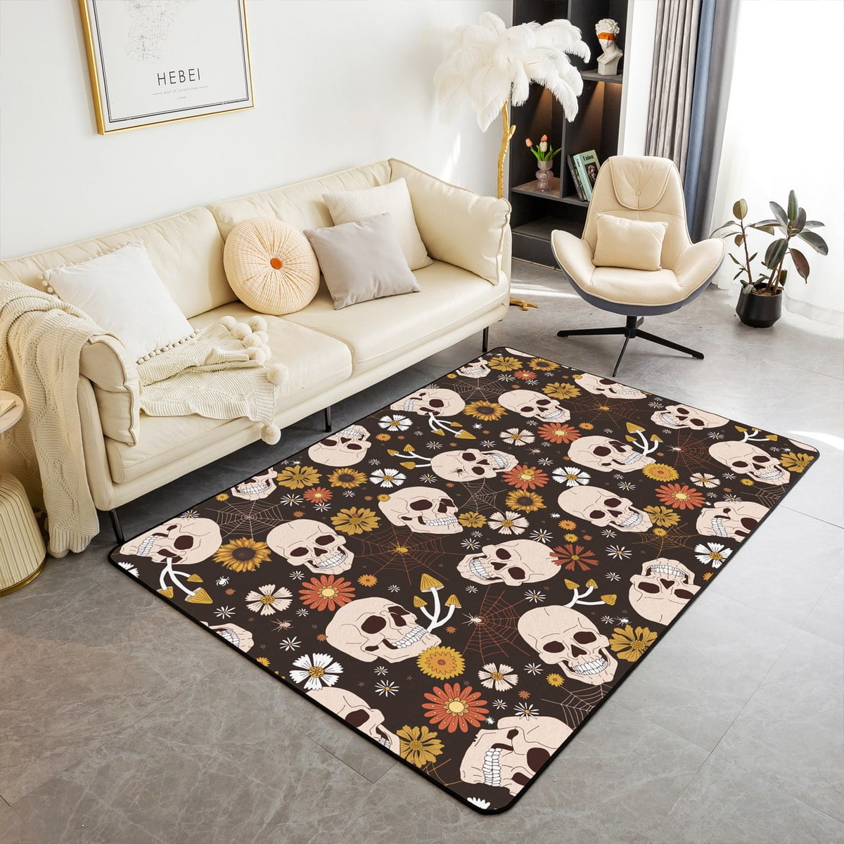 Erosebridal Groovy Flower Non Slip Carpet For Living Room, 60S 70S ...