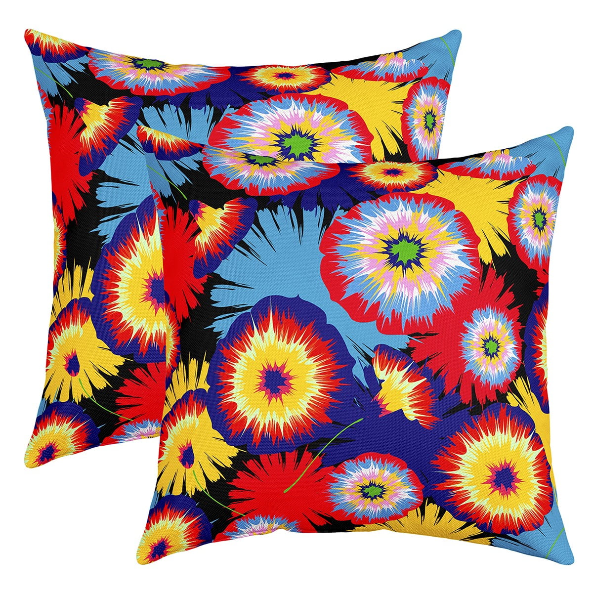 Groovy Flower Throw Pillow Covers 18x18 Inch Set of 2,Retro 70S ...