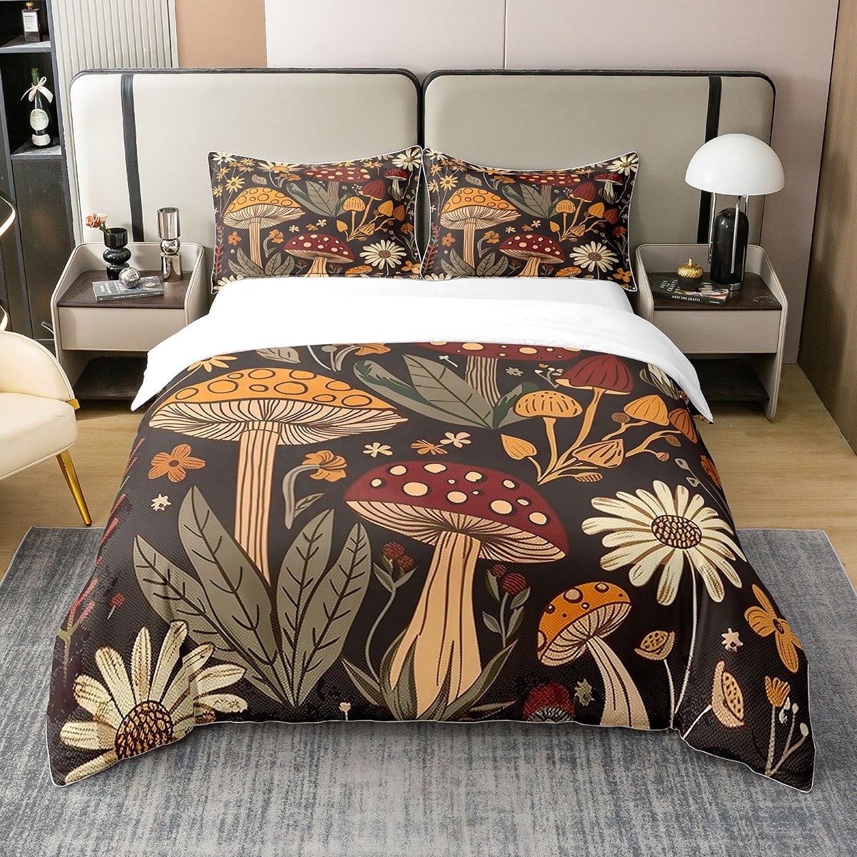 Erosebridal Groovy Flowers Comforter Cover Full Size, 70S Retro Floral ...