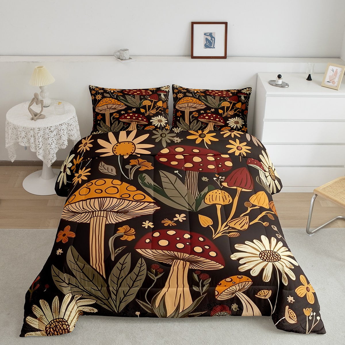 Groovy Flowers Quilt Queen Size, 70S Retro Floral Comforter Set 80S 90S ...
