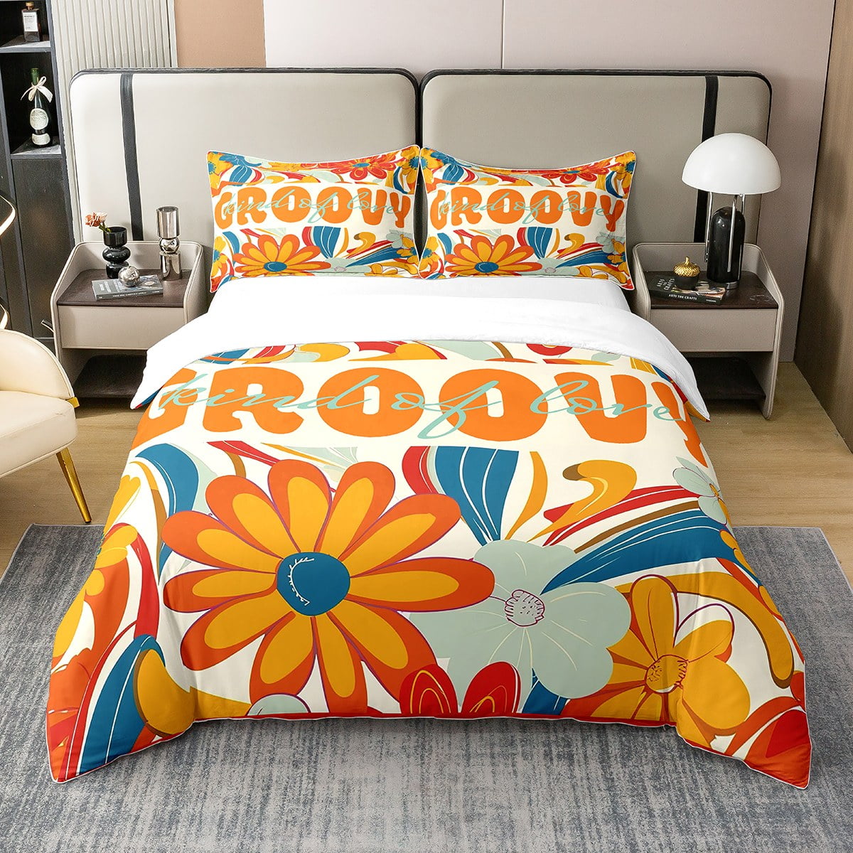 YST Groovy Style 100% Natural Cotton Duvet Cover for Girls,Cartoon ...