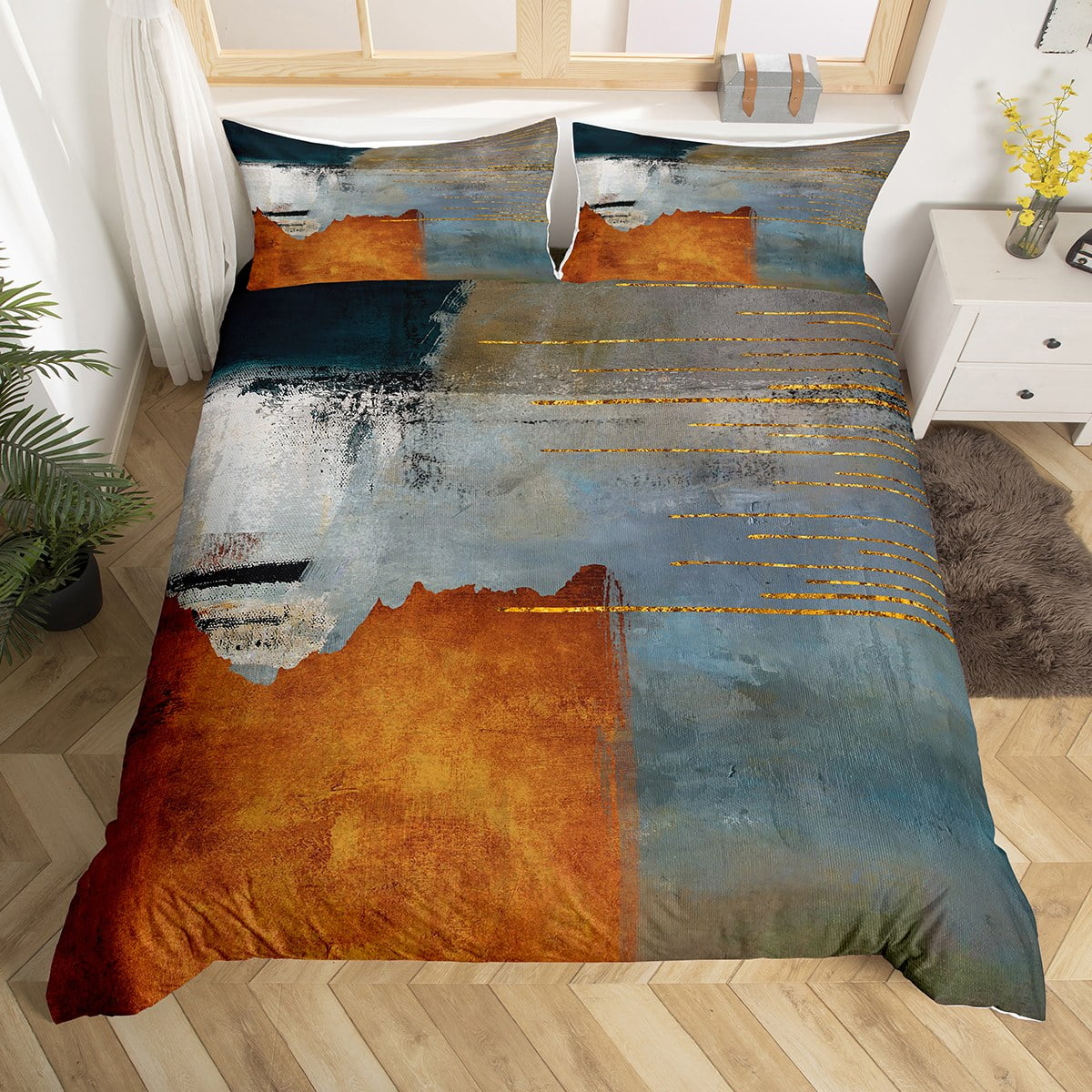 YST Grunge Tie Dye Bedding Sets Full Abstract Comforter Cover, Ombre ...