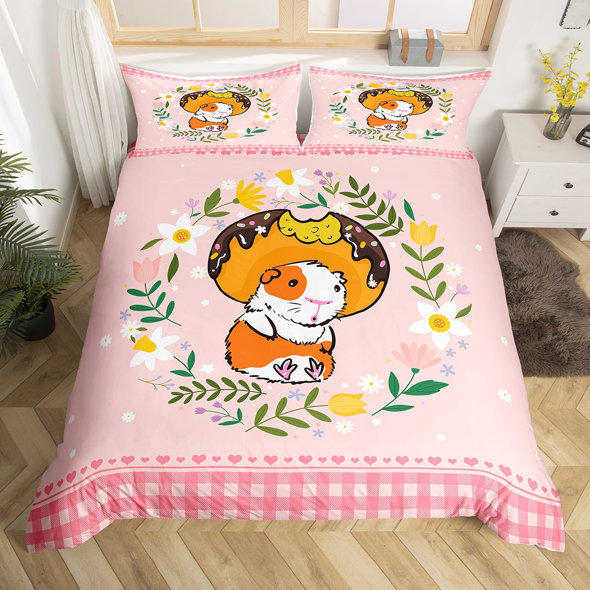 Erosebridal Guinea Pig Comforter Cover, Cartoon Hamster Cavy Duvet ...
