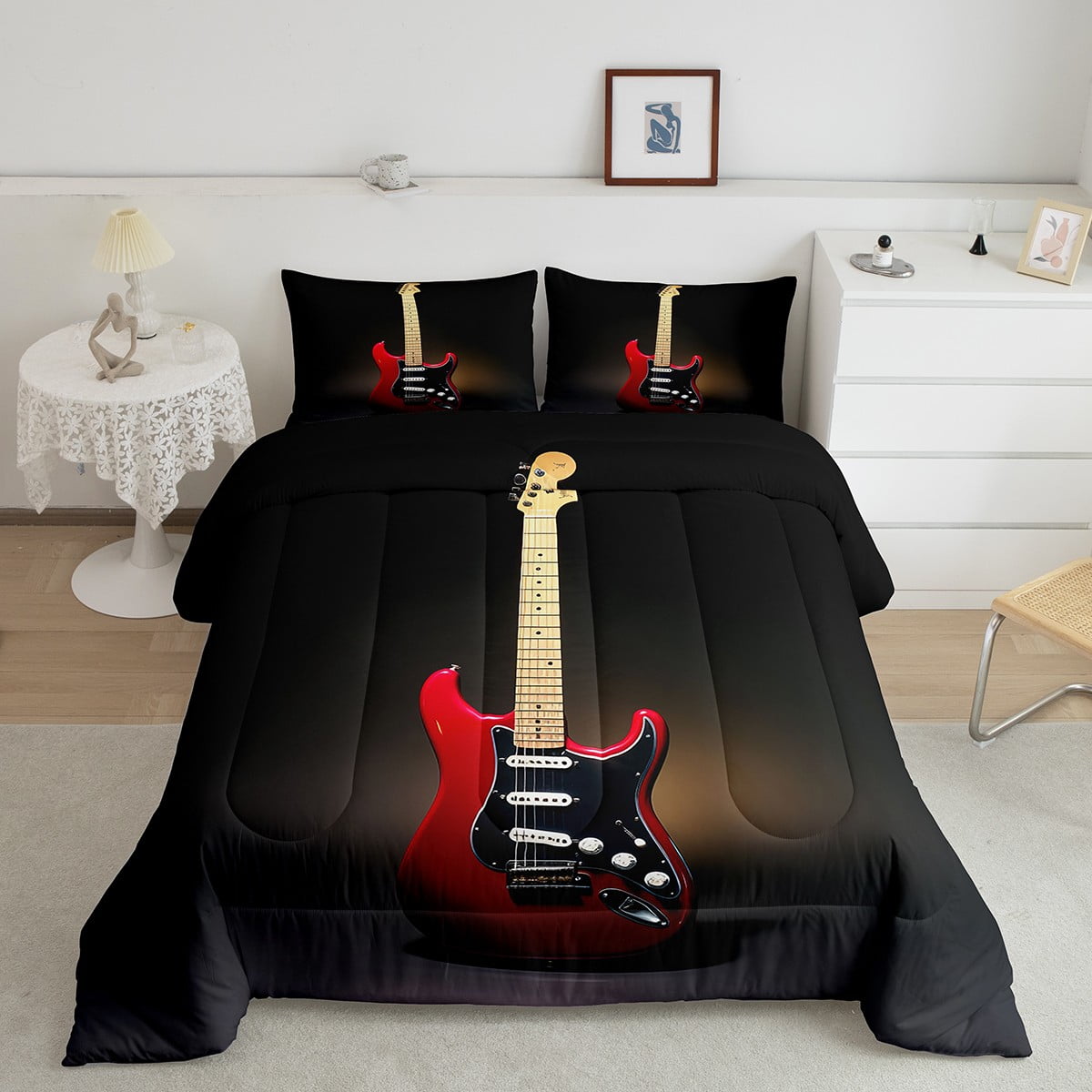 YST Guitar Comforter Set Full Hip Rock Rock Bedding With 2 Pillowcases ...