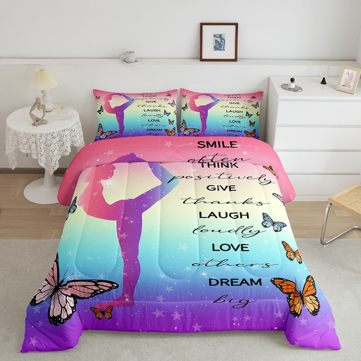 YST Gymnast Girls Bedding Set Queen Gymnastics Dance Comforter Set ...