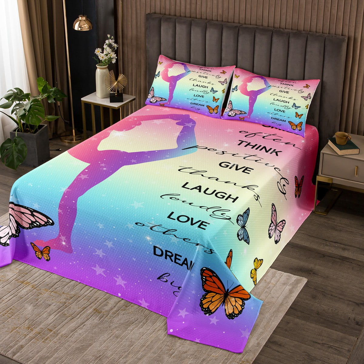 Gymnast Twin Quilt Set Gymnastics Dance Coverlet Set, Ballet Dancer ...