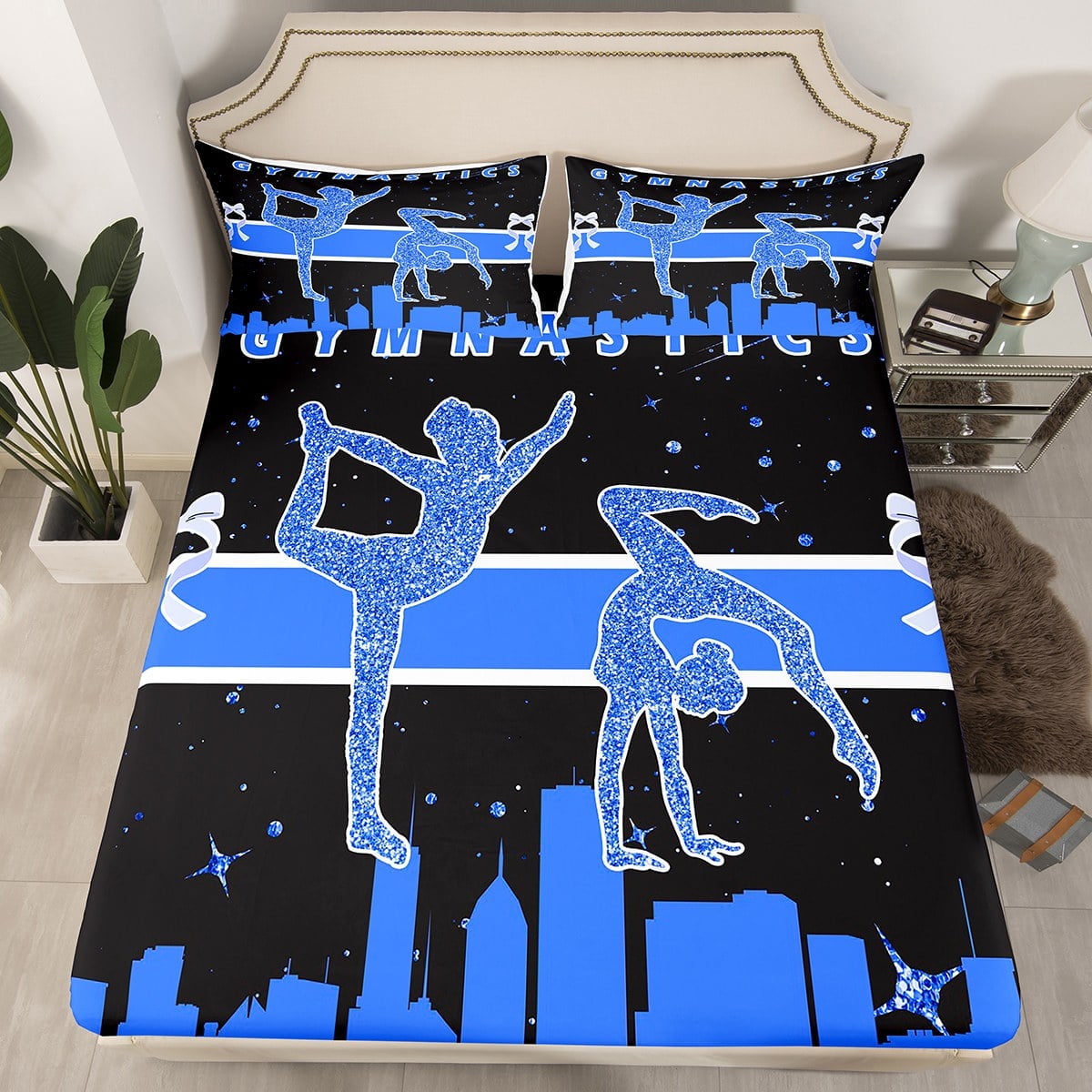 Gymnastics Bed Sheets Little Girls Fitted Sheet Queen Size, Dance ...