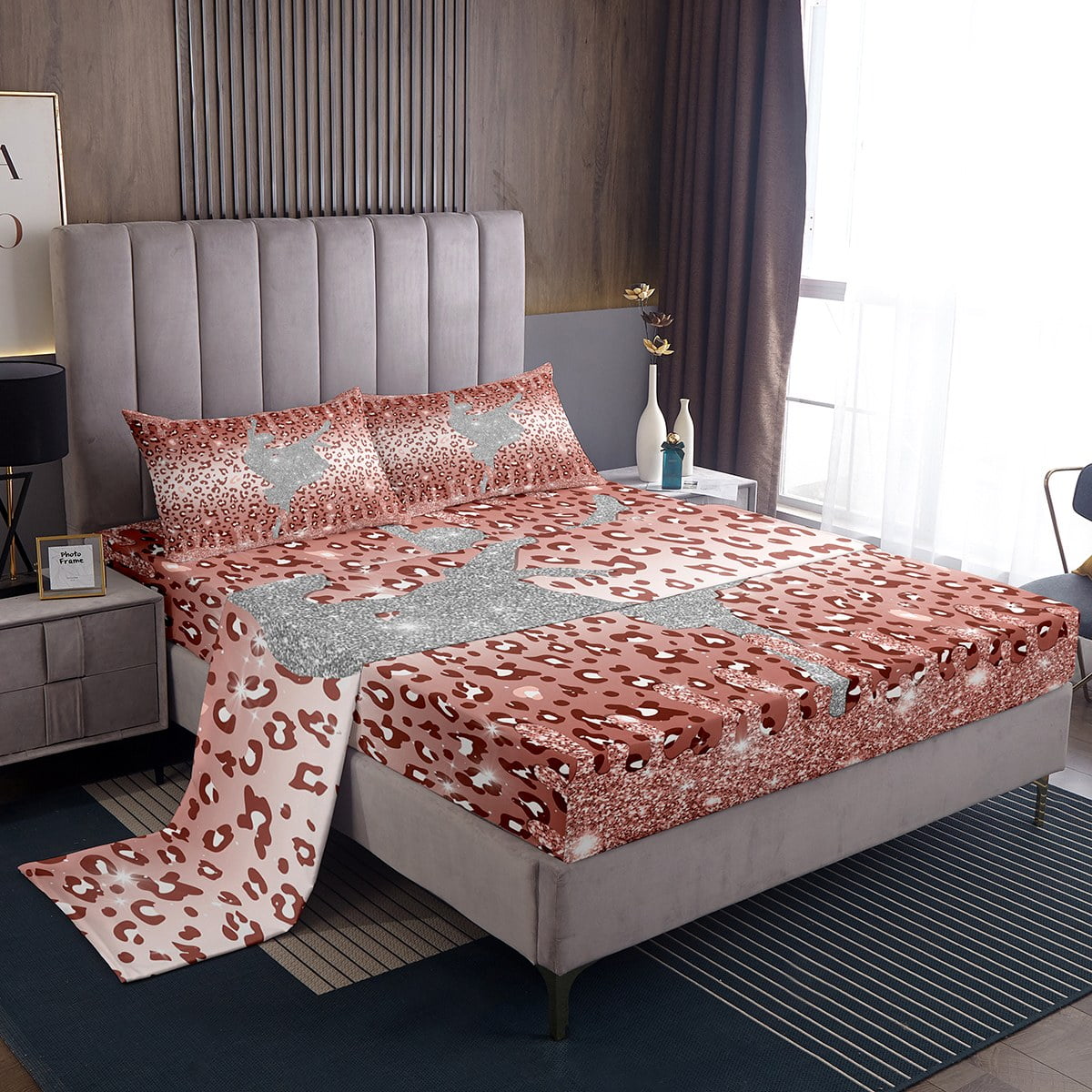 YST Gymnastics Girl Twin Sheets Pink Galaxy Bed Set, Exercises Sport Bed Sheets Set Cute Gymnast ...