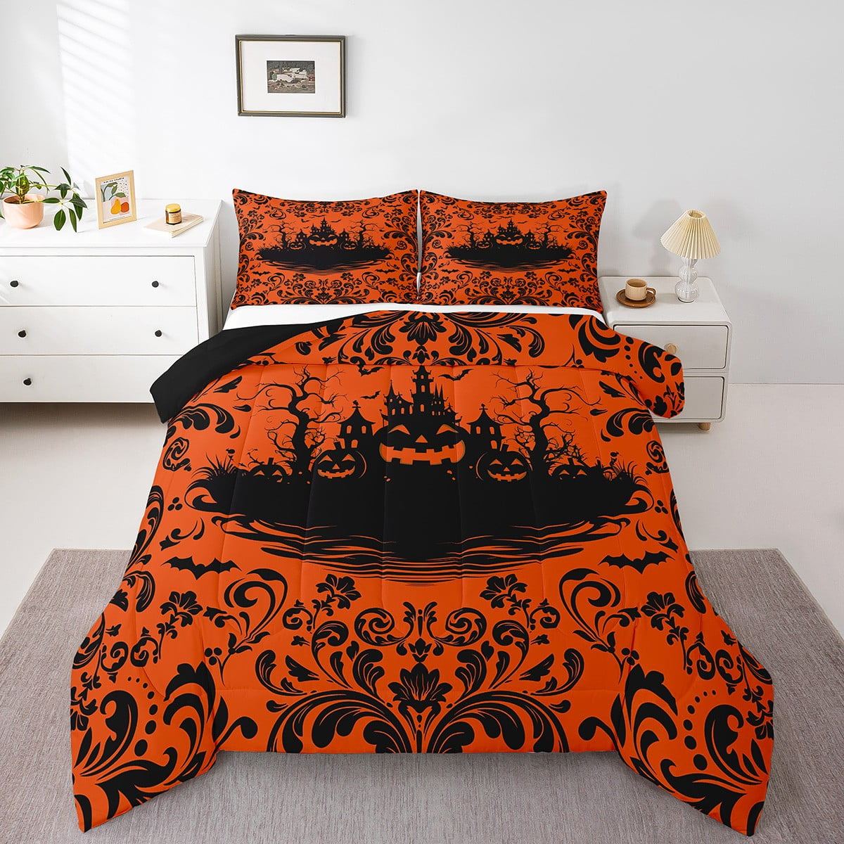 Halloween Bedding Comforter Sets Twin Orange And Black Bedding Set ...
