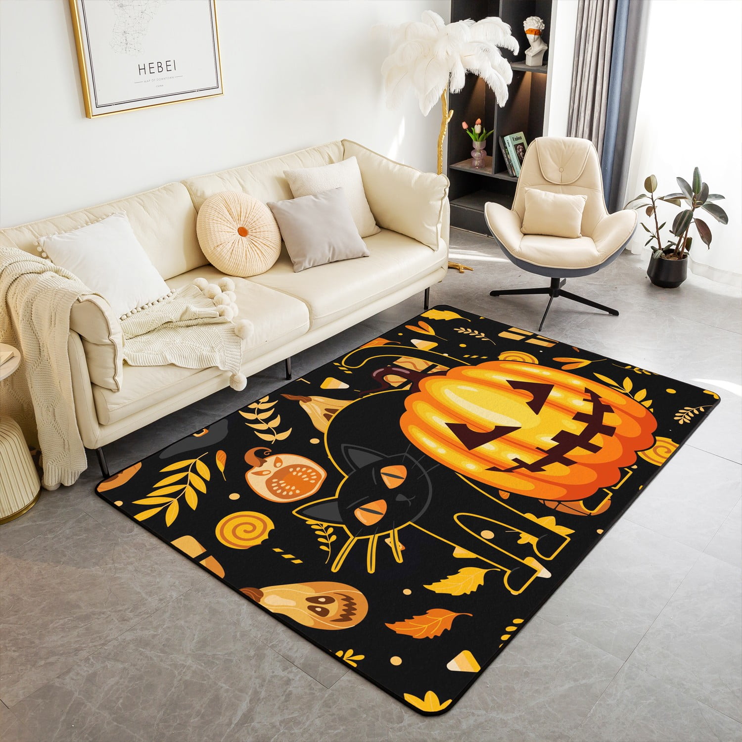 Erosebridal Halloween Carpet 3x5 for Bedside,Pumpkin Lantern Area Rugs ...