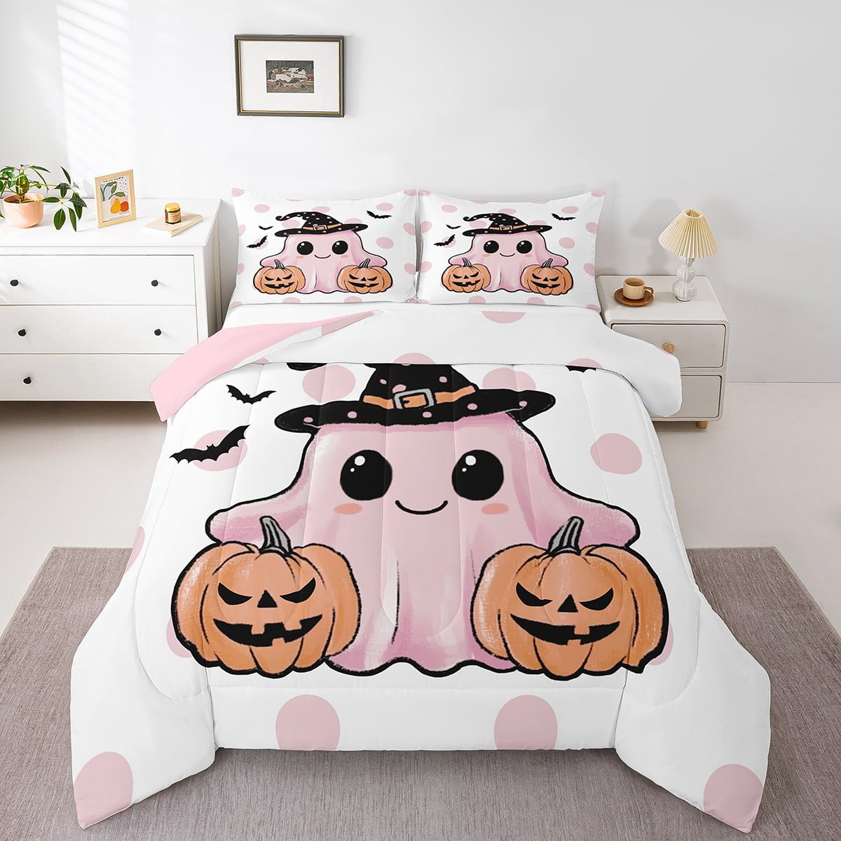 Halloween Decor Bedding Comforter Sets Cartoon Ghost Bedding Set King ...