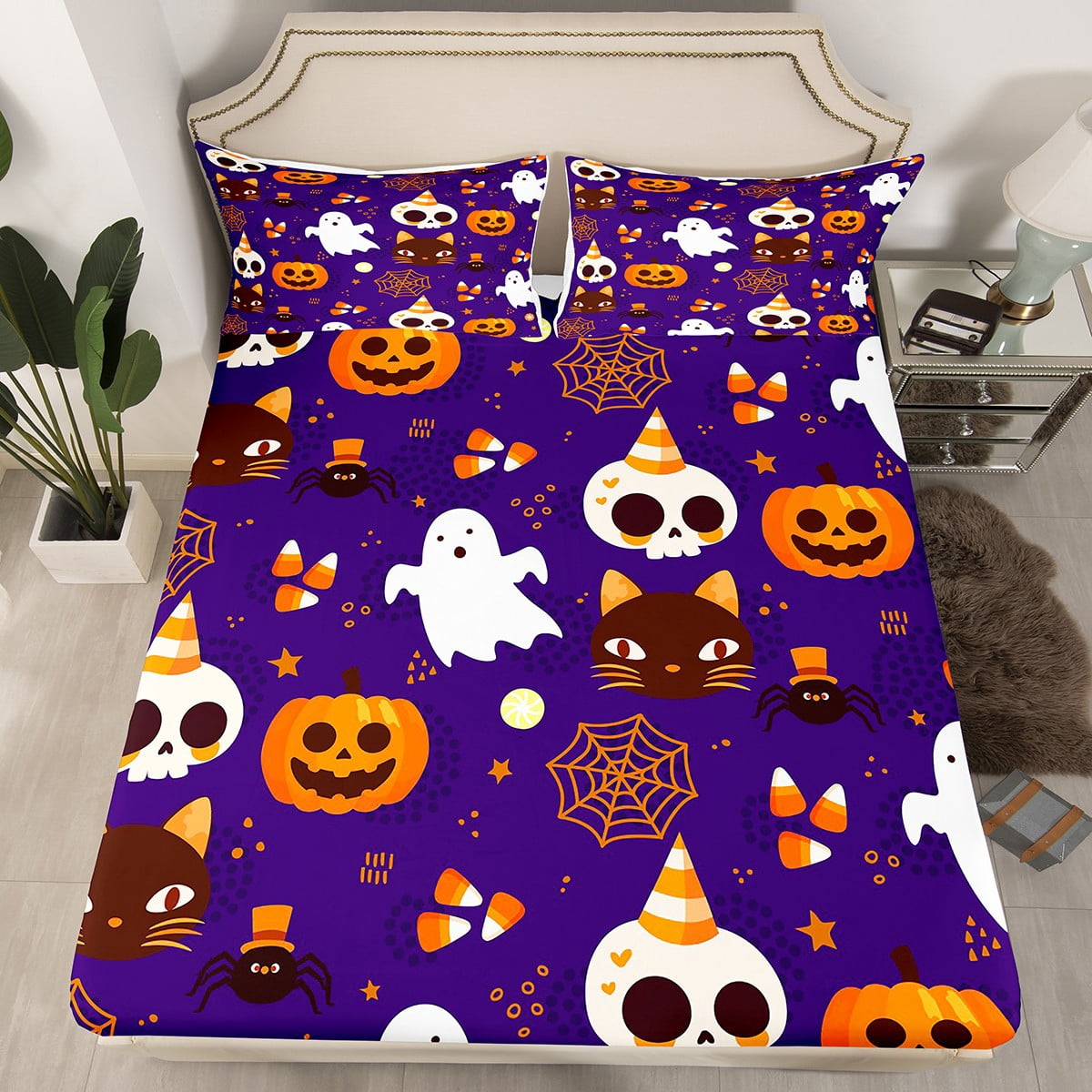 Erosebridal Halloween Decor Bedding Set Full, Pumpkin Ghost Bed Sheets ...
