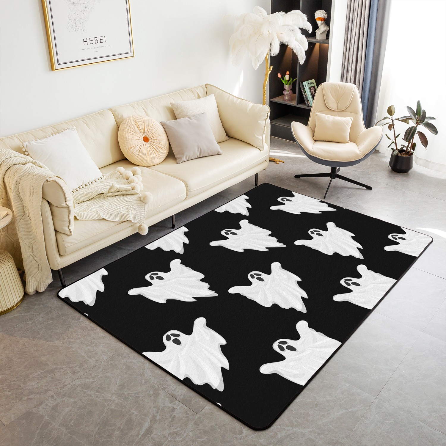 YST Halloween Ghost Area Rugs for Bedroom Playroom, Halloween ...