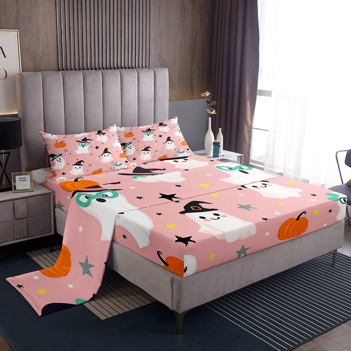 Erosebridal Halloween Ghost Bed Sheets Set Queen,Cartoon Spooks Sheet ...