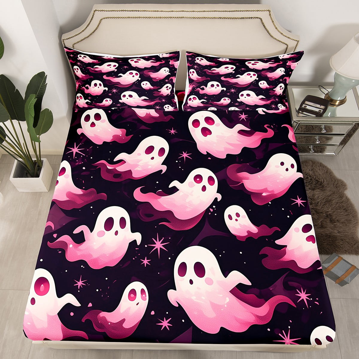 Erosebridal Halloween Ghost Decor Bed Sheets Twin Size Cartoon Ghost ...