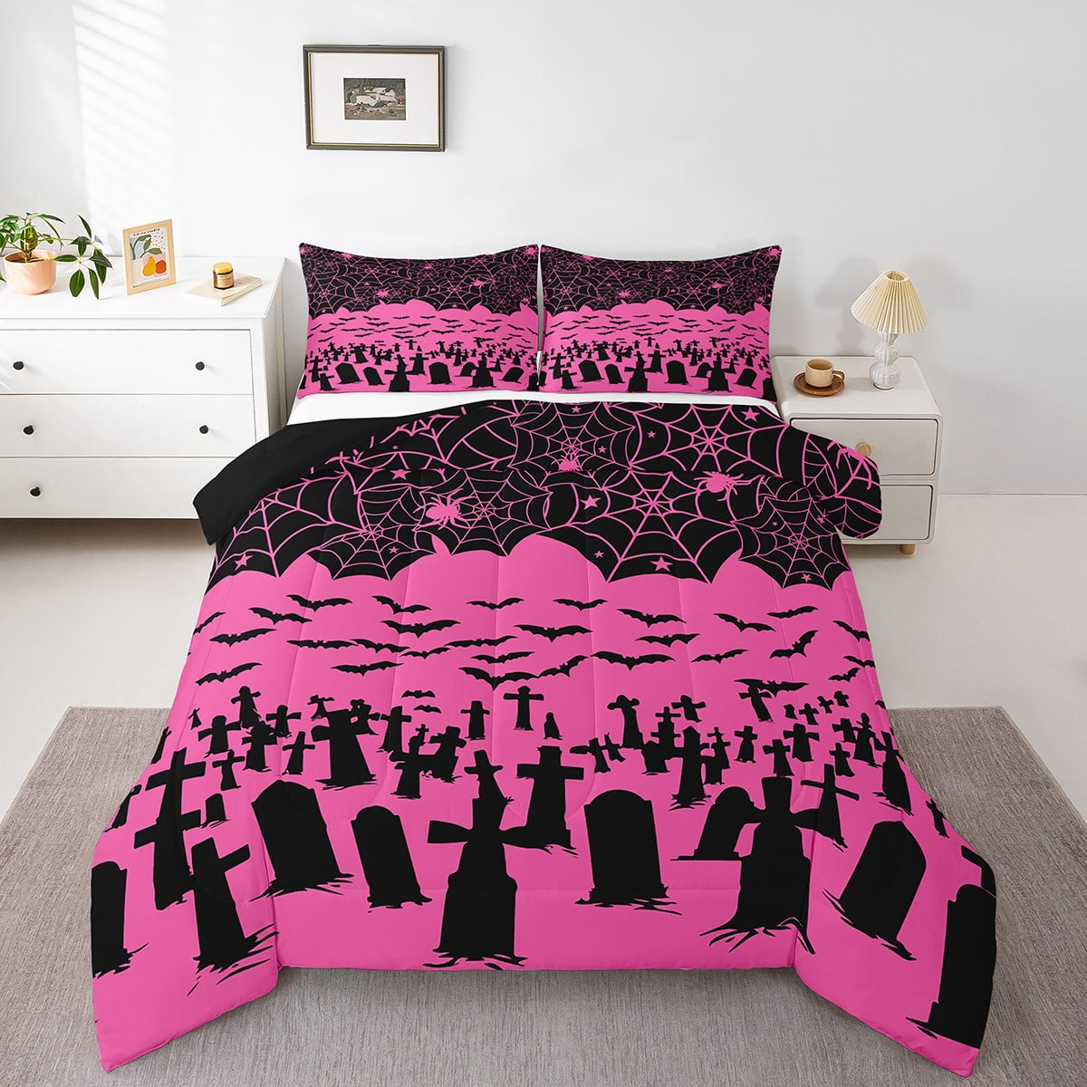 Halloween Comforter Set, Gothic Animals Cross Bedding Sets For Bed ...