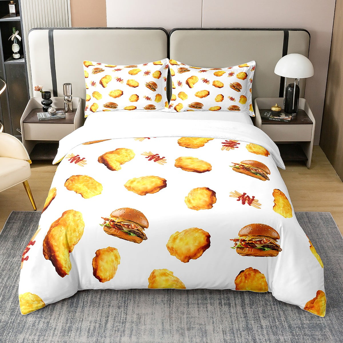 Erosebridal Hamburger 100% Cotton Duvet Cover,Fast Food Theme Bedding ...