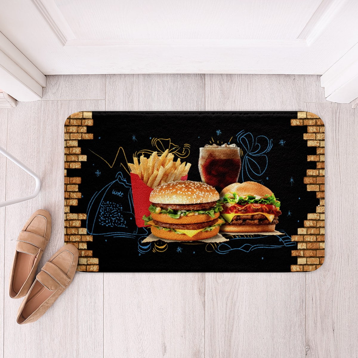 YST Hamburger Bathroom Rugs for Boys Girls Kids,French Fries Bath Rugs ...