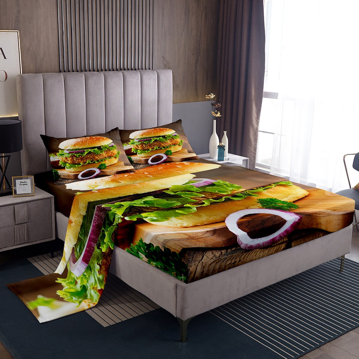 YST Hamburger Bed Sheets Full for Boys Girls Kids Adults,Chicken ...