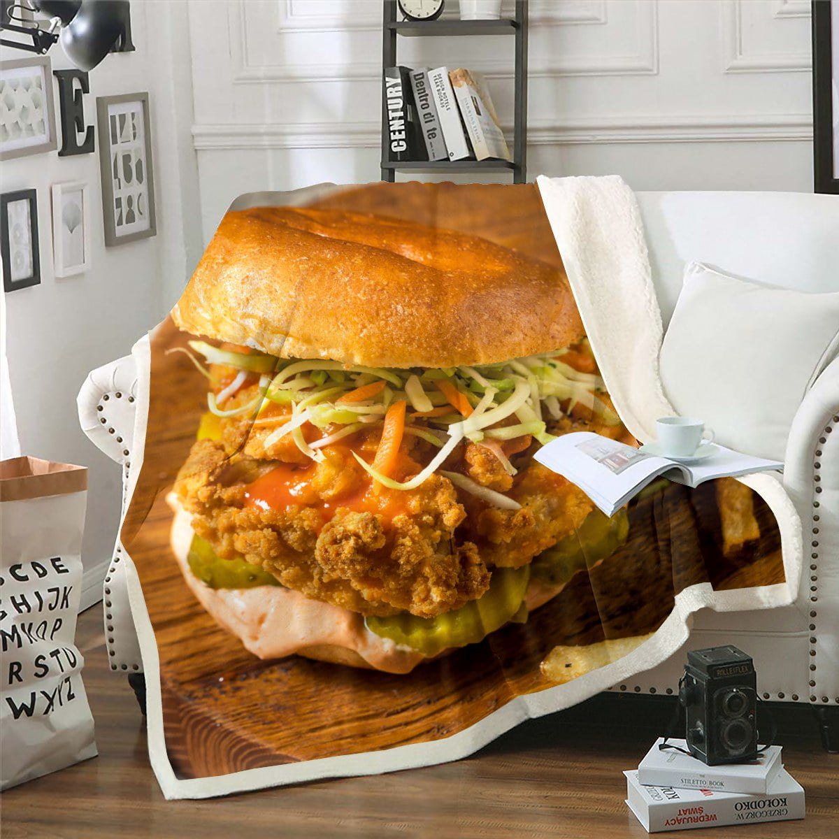 Hamburger Blanket ,French Fries Blanket Throw Adults Living Room Decor ...