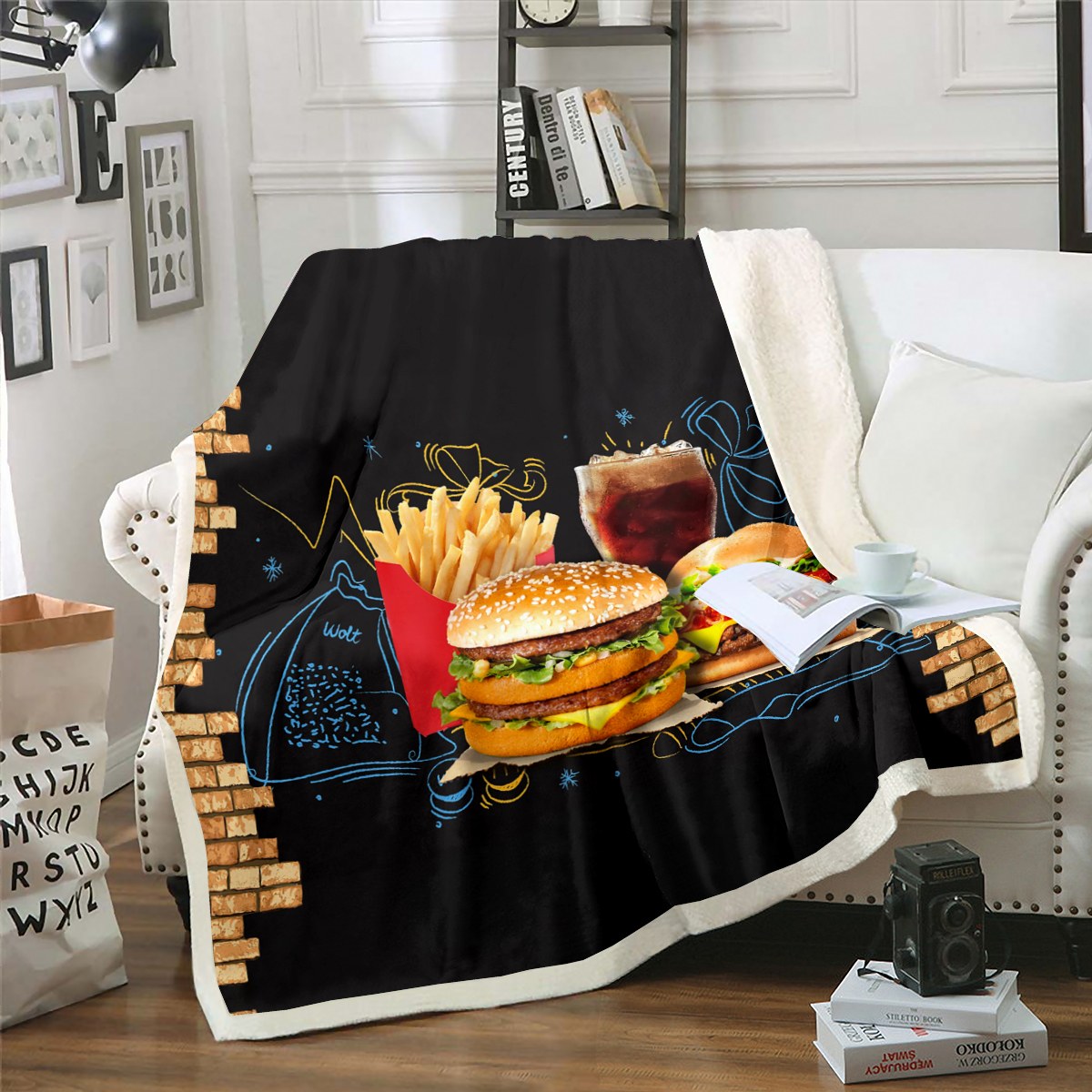 YST Hamburger Blanket for Boys Girls Kids,French Fries Blanket Throw ...