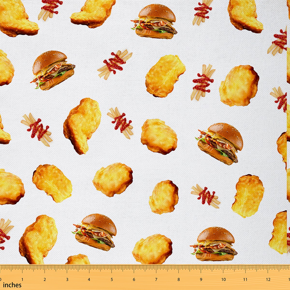 YST Hamburger Fabric by The Yard,Fast Food Theme Upholstery Fabric ...