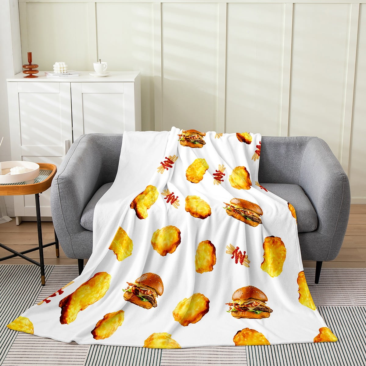 Hamburger Throw Blanket,Fast Food Theme Fleece Blanket Twin 60x80 inch ...