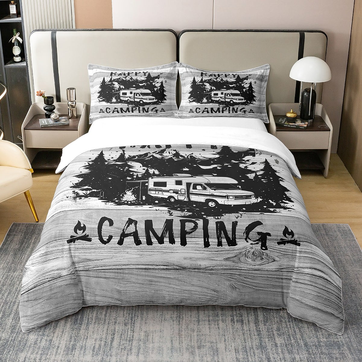 Erosebridal Happy Camping 100% Cotton Duvet Cover,Galaxy Starts ...